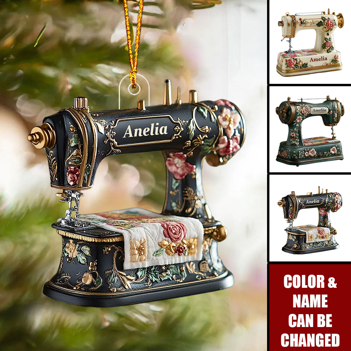 Custom Vintage Sewing Machine Ornament – Christmas Decor For Quilters ...